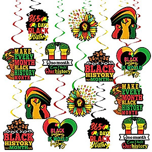 Black History Month Hanging Foil Swirl Decorations Set Black History Month Hanging Swirls Ceiling Decorations for Indoor Outdoor African American History Celebration(28PCS)