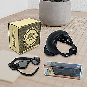 Pet Dog Helmet and Dog Goggles for Small and Medium Dog Playing Outdoor with Adjustable Belt Windproof Snowproof Eye Head Protection(Cool Style)