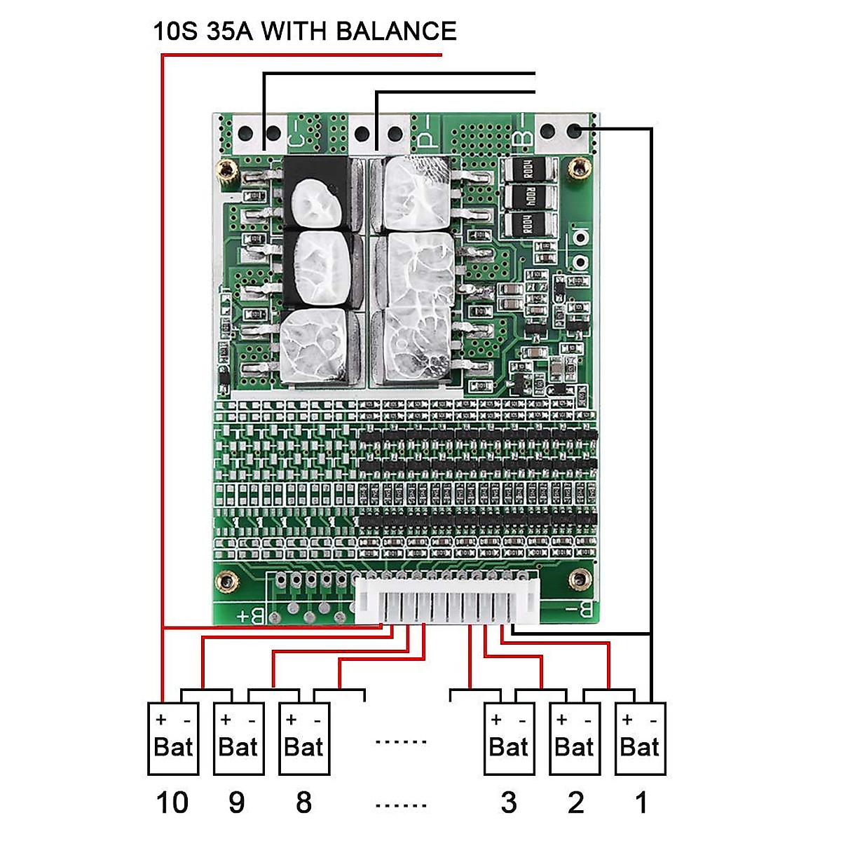 36V 35A 10Series Cell Li Ion Batteries PCB Board with Balancing Overcharge for Li-ion Battery Cell Pack, Ternary, Manganese and Cobalt Batteries