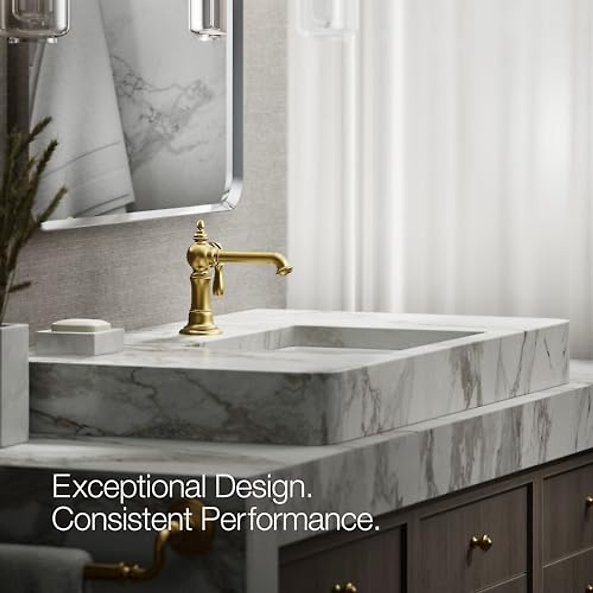 Kohler K-72762-9M-2MB Artifacts Single Handle Bathroom Sink Faucet, 1.2 GPM, Vibrant Moderne Brushed Brass