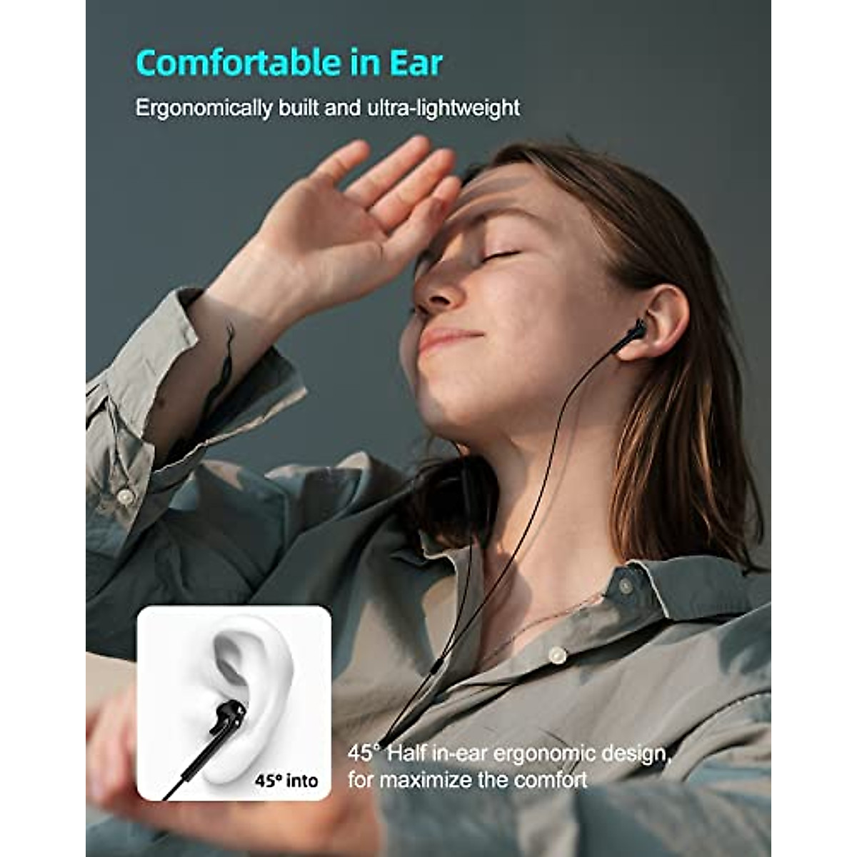 iFory USB C Headphones, Hi-Res Type C Earphones in-Ear Earbud with Baried Suit with Microphone and Volume Control Compatible with Google Pixel LG Samsung Oneplus Sony MacBook Black…