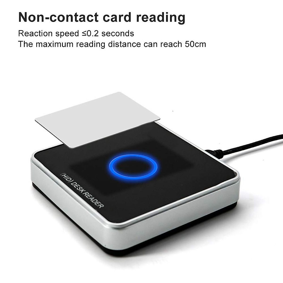 Desktop Reader UHF RFID, Fast Response Speed Sensitive Reading Distance Up to 50Cm, Circular LED Indicator, Built in Buzzer, 2Dbi Circular Polarization Antenna 12.5Dbm to 26Dbm