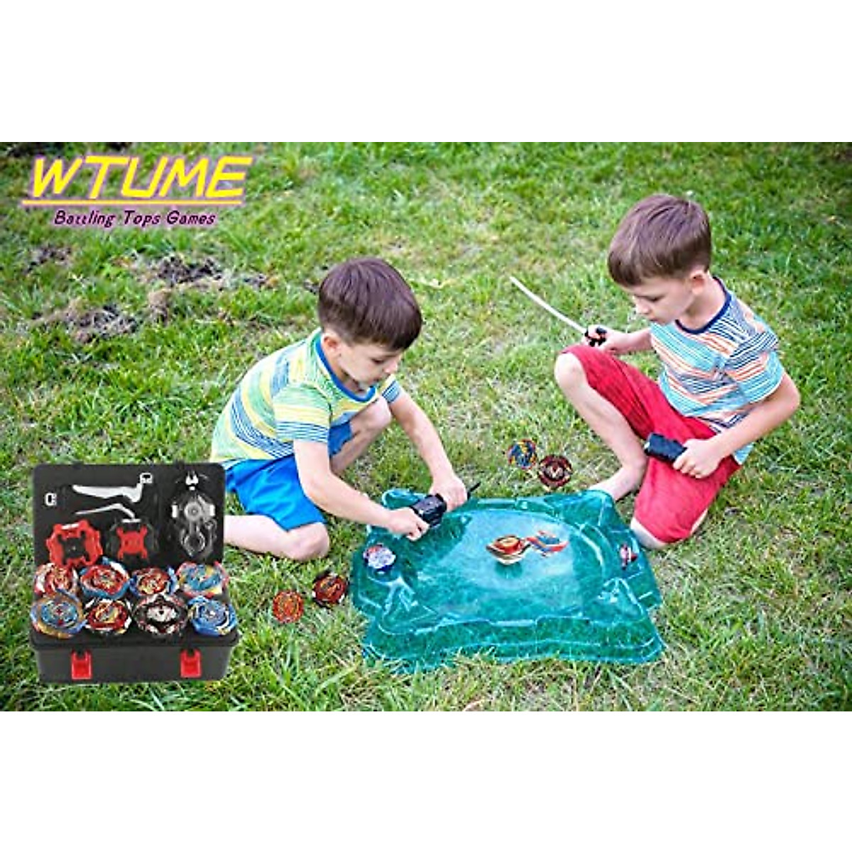WTUME 10 Piece bey Battling Gyros Tops, 3 Two-Way Launchers, Zest Achilles Valkyrie with Portable Box Blade pro Series Set for Kids Children Gift Idea.