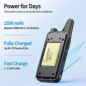 NXGKET Walkie Talkies for Adults Long Range 4 Pack, Rechargeable 2-Way Radio Walkie Talkie with 1500mAh Li-ion Battery Earpiece Charge Cable Belt Clip for Commercial Cruises Hunting Hiking
