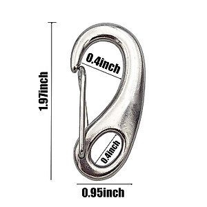 PISSION Flag Carabiner Hooks 4 Pack Stainless Steel Spring Snap Hooks Clips for Keychain Backpack Climbing Hiking Gym and Attach Dog Leashes Carabiner Clips
