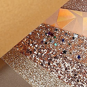7 Pieces/Set 8x12 Inch (21cmx30cm) A4 Bundle Leather Sheets Mixed Rose Gold Series Sparkle Fine Chunky Glitter Patent Litchi Holographic Faux Leather Fabric for Bow Earring Making DIY Craft