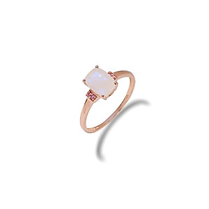 YoTreasure 1.72 Cts Moonstone Pink Sapphire Solid 10k Rose Gold Princess Ring Jewelry