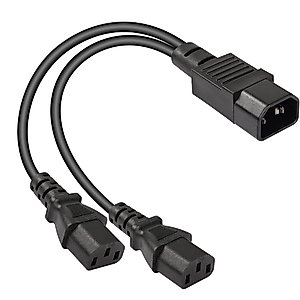 CERRXIAN 1FT IEC 320 C14 to Dual C13 Power Cable,C14 Male to 2X C13 Female Y Splitter AC Conversion Cable,Suitable for Computer,Projector, Scanner,Printer,Etc(c14-c13/c13)
