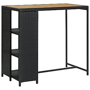 AJSEOYBS Bar Table,Bar Height Pub Table, Rectangle High Top Kitchen & Dining Tables,Indoor use,Bar Table with Storage Rack Black 47.2"x23.6"x43.3" Poly Rattan