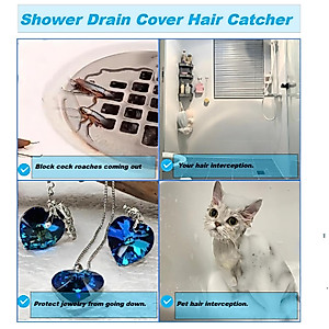 5 PCS Pack Disposable Shower Drain Cover Hair Catcher Shower Drain Mesh Stickers for Bathroom Washbasin Bathtub Kitchen Sink for Human and pet Hair