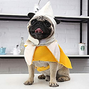 POPETPOP Banana Costume Roleplay Costume Pet Costume Halloween Banana Cosplay Funny Clothes for Puppy Dog for Party (S) Banana Costume Dog Coat