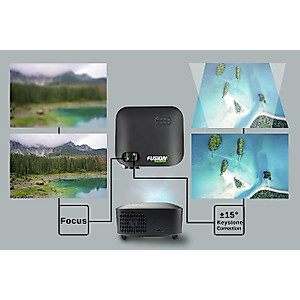 FUSION5 Native 1080p Projector with WiFi and Bluetooth - Support 4K 250" Display Projector - 7000 Lumens Portable Movie Projector with Speakers - USB, HDMI, Android, iOS, TV Stick Compatible