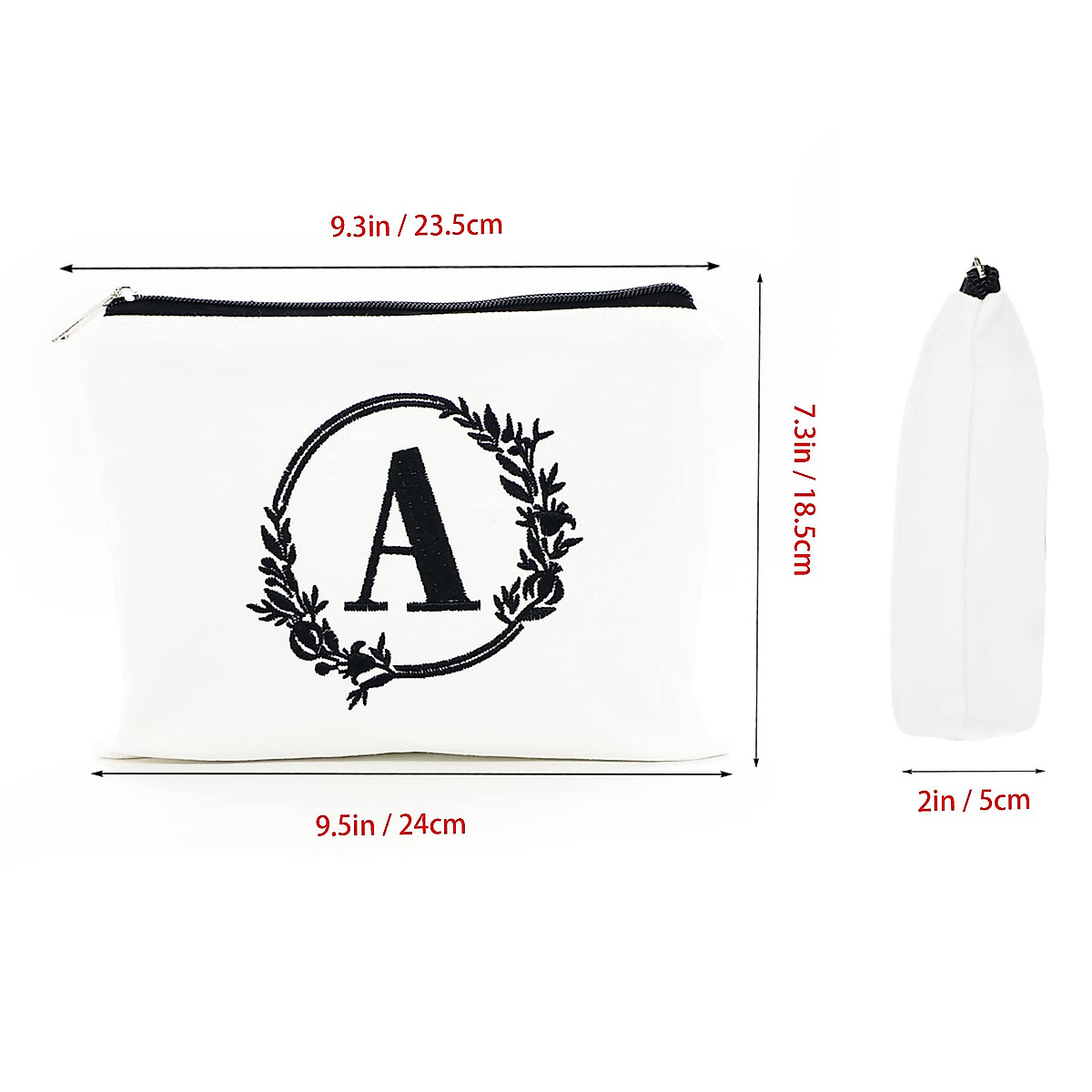 onstary Embroidered letter combination cosmetic bag，Personalized Present Bag, Suitable for Wedding, Birthday, Holiday, is a Great Gift for Women, Mom, Teachers, Friends, Bridesmaids (A)