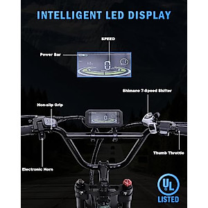 IBIKE Electric Bike for Adults, 2000W Dual Motor Ebike 20" x4.0 Fat Tires Electric Bicycle 48V 18Ah Removable Battery 7-Speed Mountain Ebike City Commuter Road Snow Cargo E-Bike