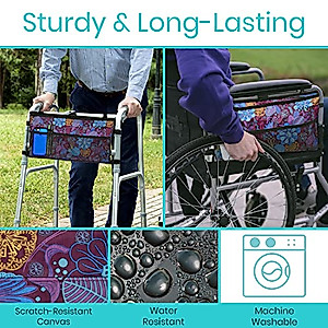 Vive Walker Bag - Accessories Wheelchair Basket Pouch (Water Resistant) - Seniors Caddy Accessory Attachment for Folding, Rolling Walkers - Carry Storage Carrier Tote - Lightweight, Universal Size