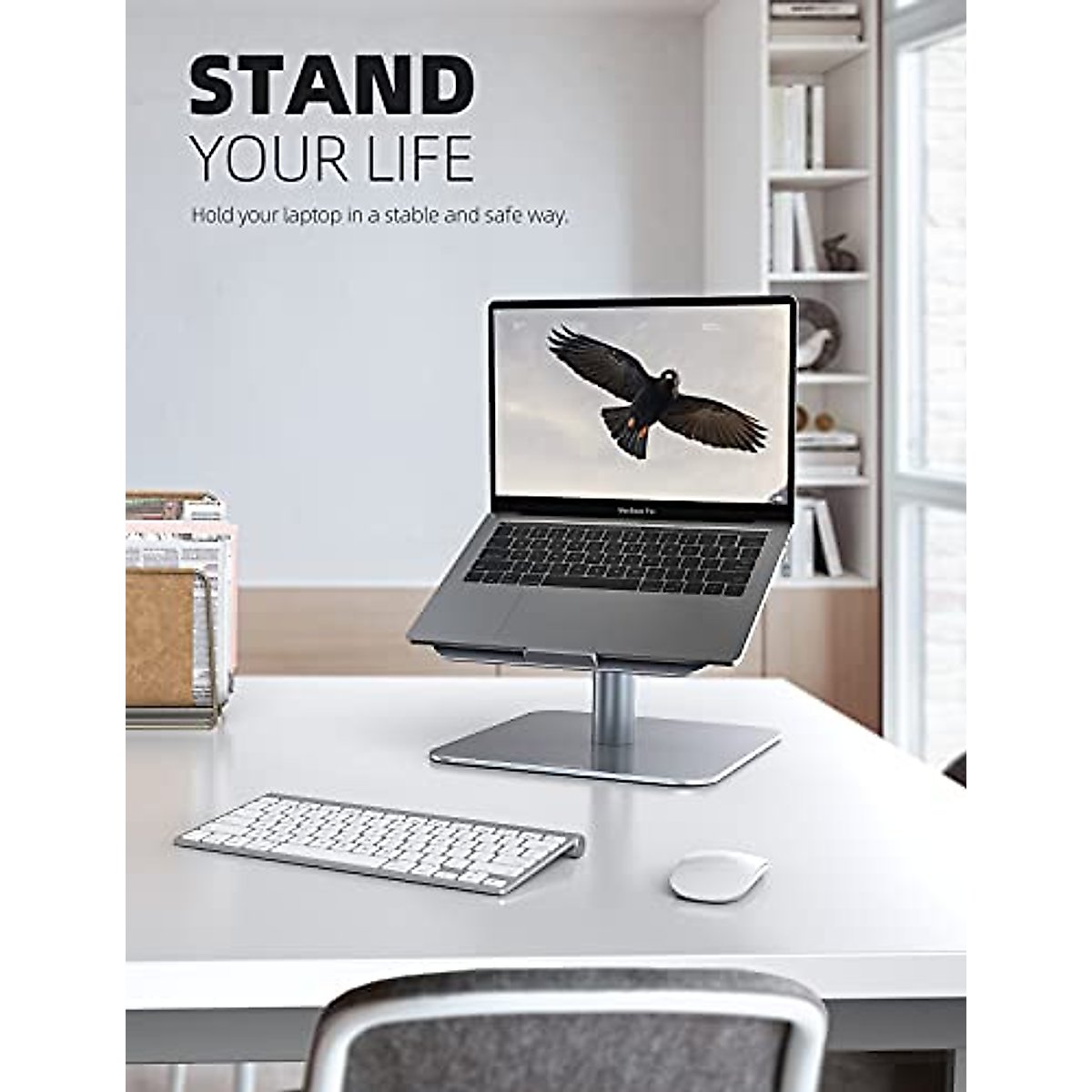 Lamicall Laptop Stand, Swivel Computer Holder Multi-Angle Height Adjustable, Ergonomic 360 Rotating Notebook Desk Riser, Compatible with 10-17" Laptop, Such as MacBook Air Pro, Dell XPS, HP, Gray