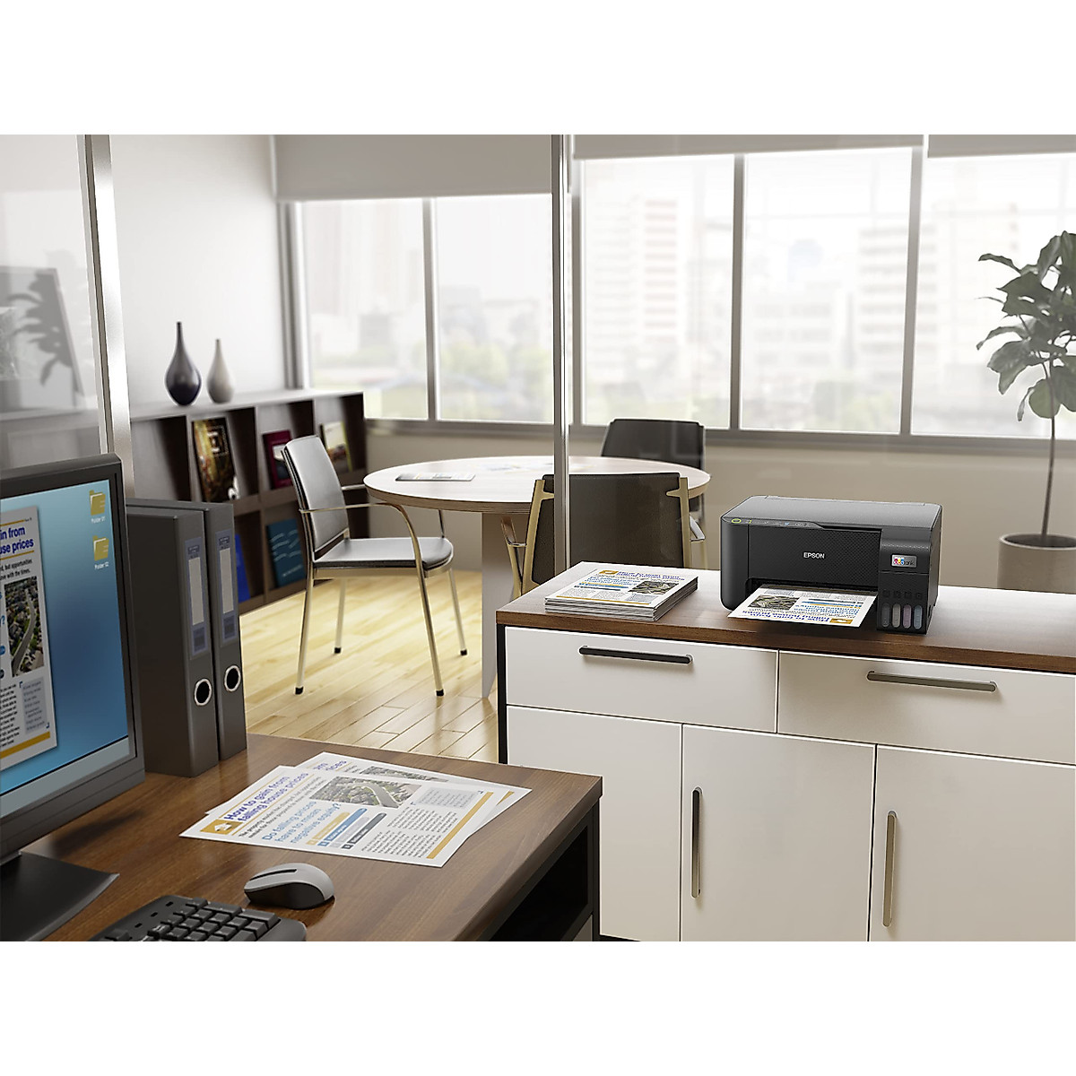 Epson EcoTank ET Series Wireless Color Inkjet All-in-One Supertank Printer, Borderless Photo Printing, Print Scan Copy, Voice Activated - 10.5 ppm, Ethernet, White