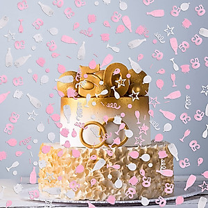 Thinp 3000 Pcs Birthday Confetti, Number 60 Happy Birthday Table Confetti Birthday Cake Confetti Pink Birthday Confetti Table Scatter Decorations for Birthday Wedding Anniversary Party Supplies (50)
