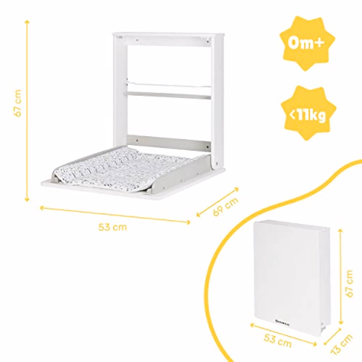 Badabulle Plouf Wall Mounted Changing Table with Changing Mat