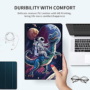Case for Galaxy Tab S7 FE 5G/S8 Plus/S7 Plus 12.4" Tablet PU Leather Slim Lightweight Cover with Smart Auto Wake/Sleep Protective Case for Samsung Tab S7 FE 2021/S8+ 2022/S7+ 2020,Dinosaur Space-Man