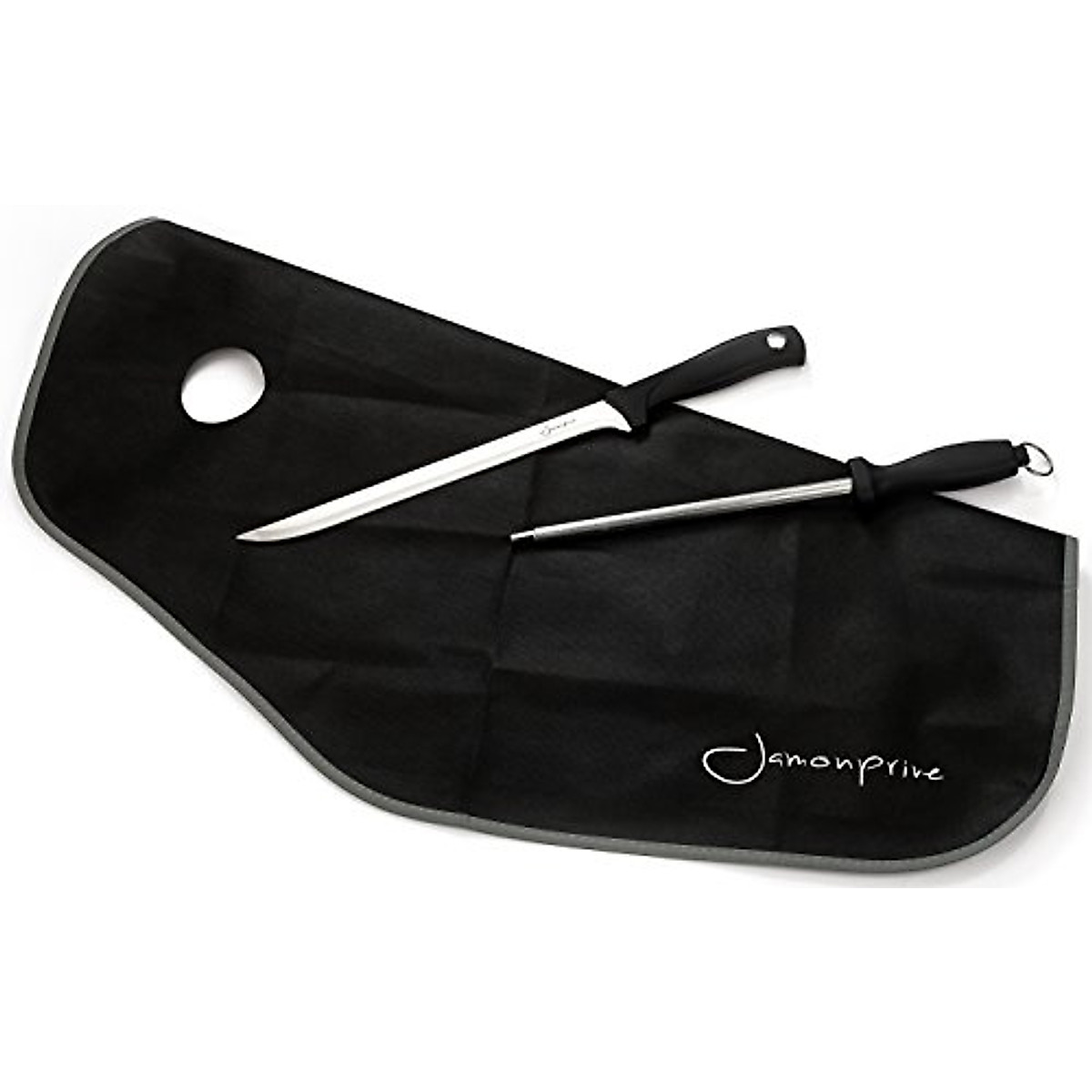 Ham Carving Knife with Honing Steel and Ham Cover - Professional Set for Slicing Serrano, Ibérico Ham & Italian Prosciutto