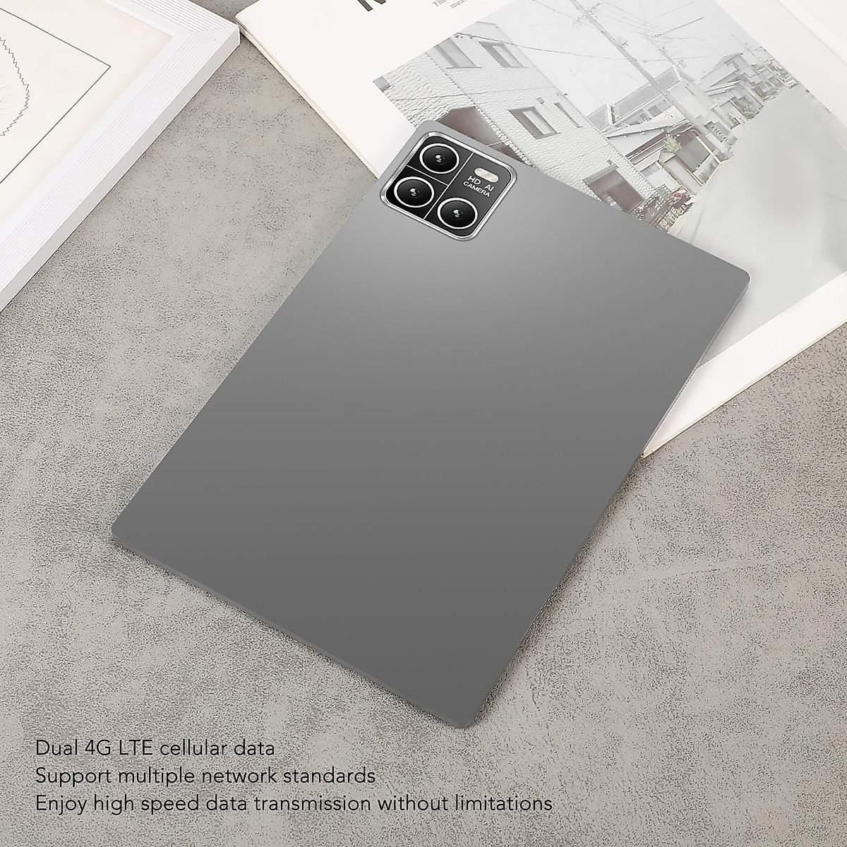 Yoidesu 10.1 Inch Tablet, 8GB RAM 128GB ROM, IPS HD Display, 4G LTE, 8800mAh, 2.4G 5G WiFi Tablet for Kids Elderly Learning Gaming Working Video (Gray)