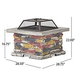 Christopher Knight Home Corporal Square Fire Pit, Stone