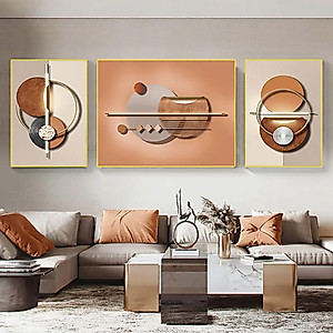 homary Abstract Wall Art Modern Canvas Wall Art Set of 3 Geometric Print Painting with Frame Wall Decor for Living Room