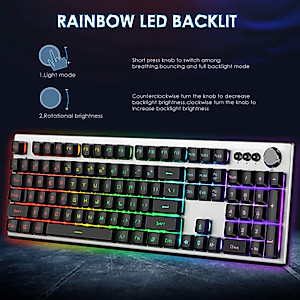 Beastron RGB Backlit Gaming Keyboard with Mouse Combo and Mouse pad, Multimedia Keyboard Knob,Mechanical Feel USB Wired Keyboard for Windows PC