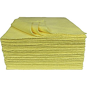 Detailer's Preference Edgeless Microfiber Cleaning Cloths – Bulk Car Detailing Towels for Washing and Drying (300 GSM, 12 x 12 Inches, Yellow, 50 Pack)