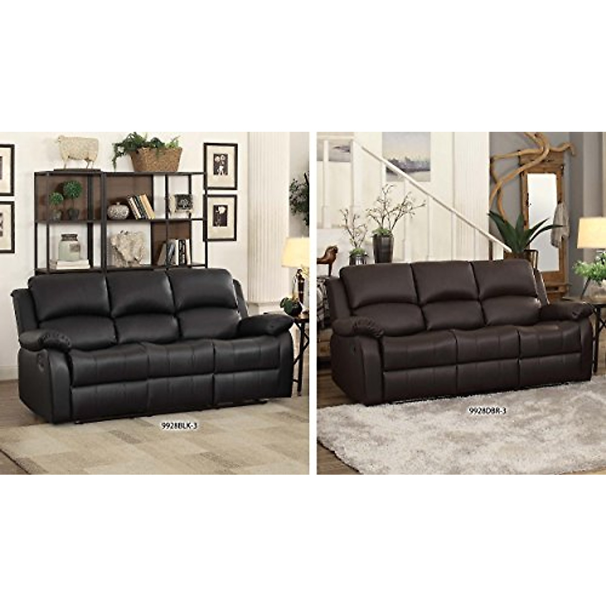 Homelegance Clarkdale Double Reclining Sofa with Drop Down Cup Holders, Br Brown
