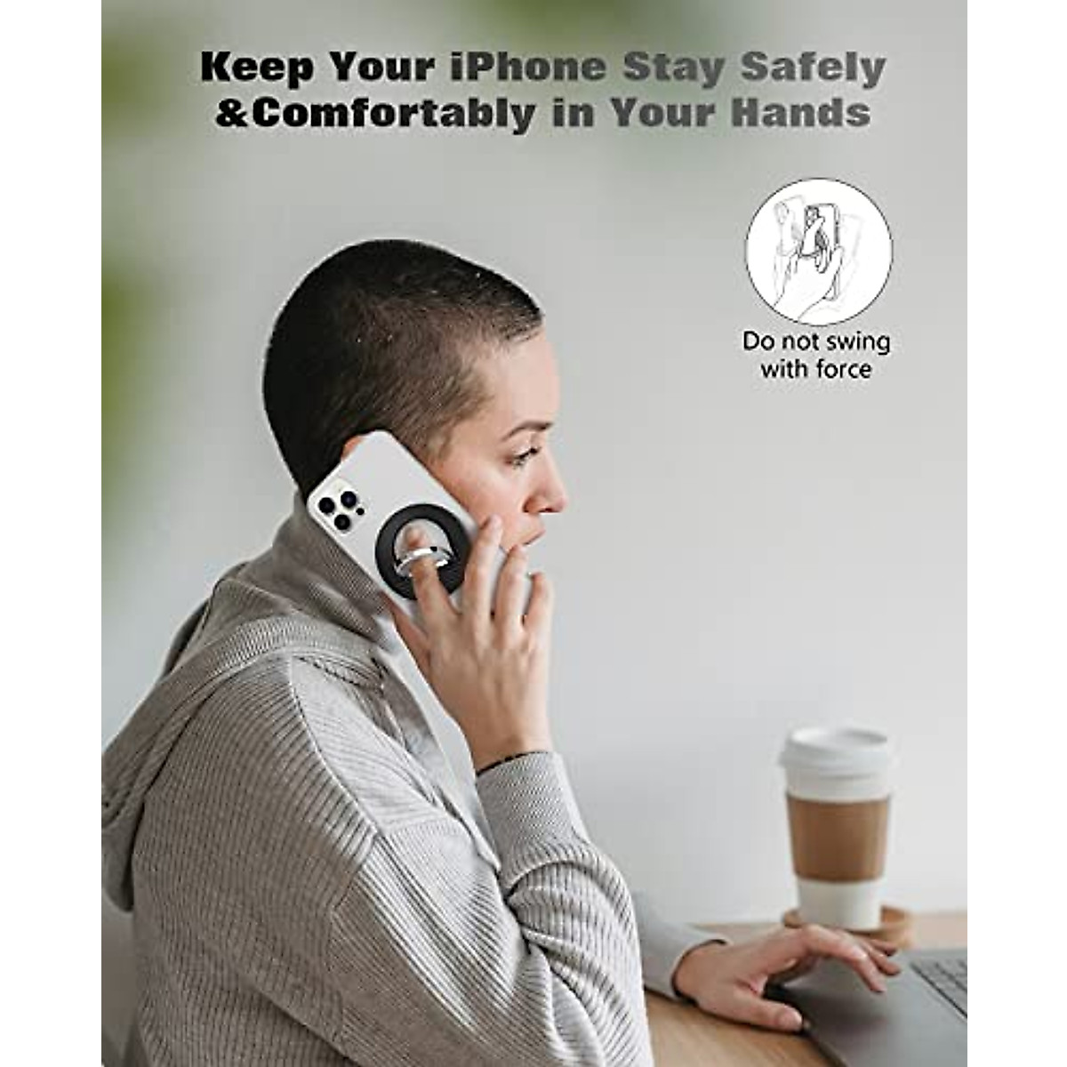 Magnetic Phone Ring Holder,Adjustable Finger Ring Stand Magnet Phone Grip, Only Work for iPhone 14 Plus 13 12, Pro, Pro Max, Mini, Mag Safe Accessories