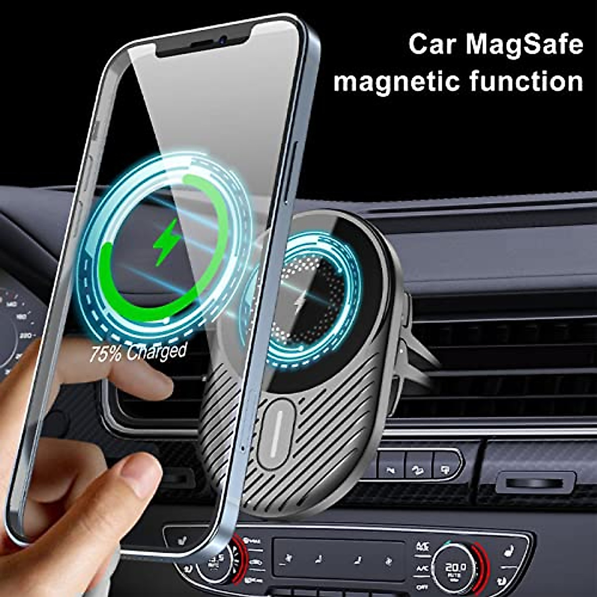 Magnetic Wireless Car Charger Vent Mount for Mag-Safe iPhone 14/14 Pro/13 Pro Max/12/12 Pro/Mini/Pro Max Magnet Car Charger 15W Mag Safe Phone Holder Stand Wireless Charging Air Vent Mount Charger