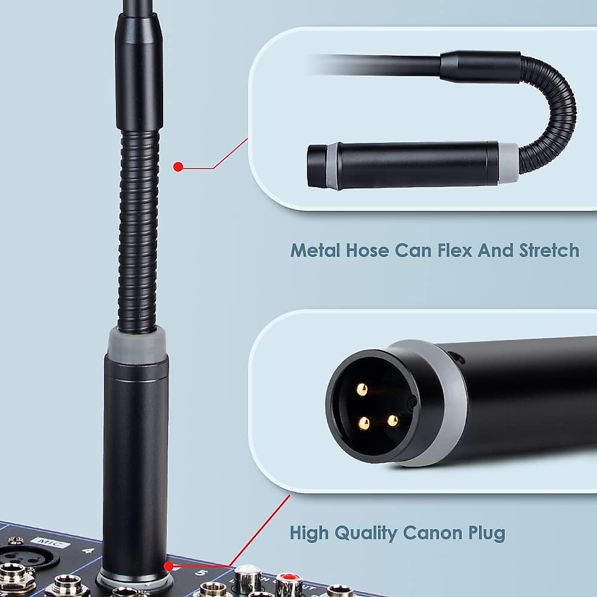 Depusheng DJ Mic 16" Professional Dynamic Gooseneck Microphone with XLR