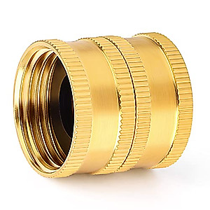 GASHER 6 Pieces Brass Tube Garden Hose Connector, Hose Adapter, 3/4" GHT Female Thread x 3/4" GHT Female Thread Connector