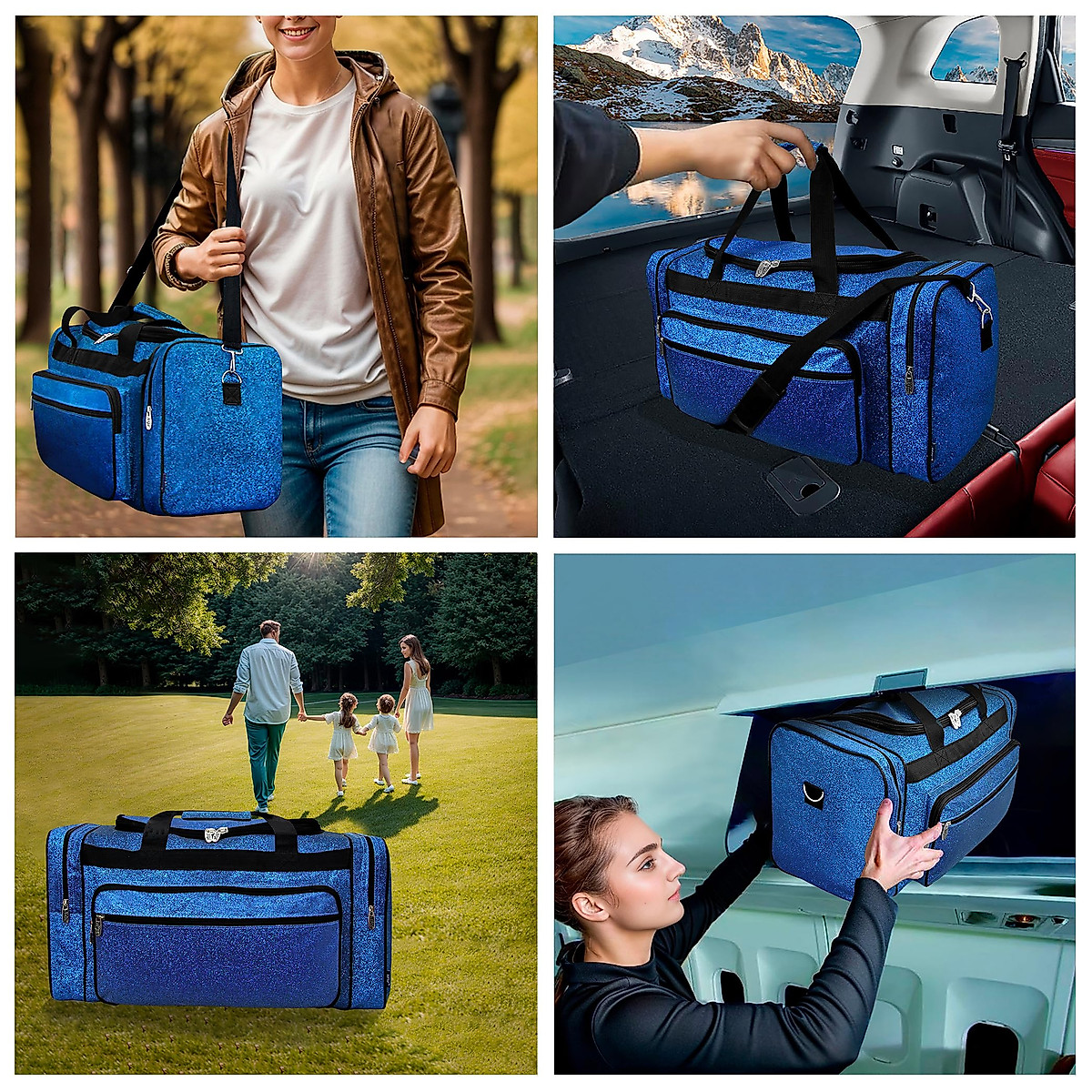 NGIL Canvas 23" inch Duffle Bag (Royal Blue Glitter)