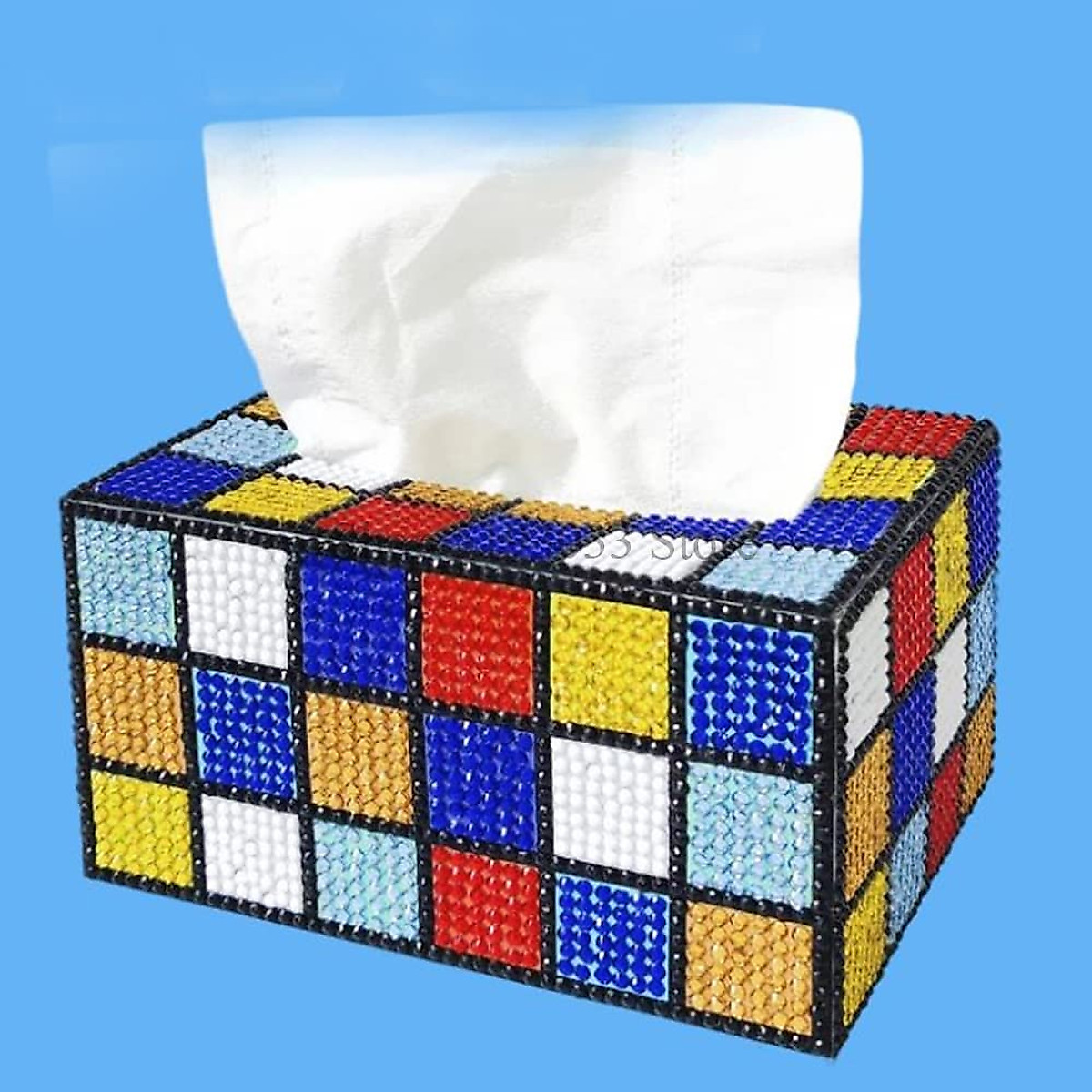 5D Diamond Painting Box Storage Containers,Diamond Painting Tissue Box Cover, Paper Facial Tissue for Bathroom Countertop Night Stand Kitchen Dining Table Bedroom Office Car (C,14.5x7.7x10.5cm)