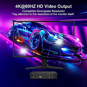 KVM Switch Dual Monitor Display Port and HDMI 4K@60Hz Extended Display KVM Switch 2 Monitors 2 Computers with Audio Microphone Output and 3 USB Ports, PC Monitor Keyboard Mouse Switcher