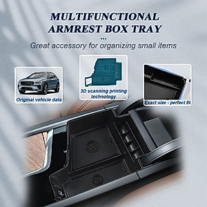 BIBIBO 2023 2024 XC60 XC90 S90 V90 Center Console Organizer for 2018-2023 2024 Volvo XC60 V60 S60 S90 V90 XC90 Insert Armrest Storage Box Tray,2022 XC60 Accessories Glove Pallet Organizer (Black-Trim)