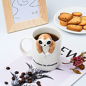 Funny Sloth Coffee Mugs Gift for Women - Unique Cute Sloth Gifts for Women, Men - Birthday Gift for Friends, Coworkers, Aunt, Sister, Mom - I'd Rather Be Sleeping - Sarcastic Novelty Gag Office Gift