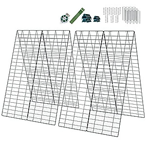 Giantex 8 Panels Cucumber Trellis, A-Frame Garden Trellis for Plant Climbing, Greenhouse Vegetable Fruit Grow Support with 18 Clips, 16 Ground Stakes, 8 Spiral Connectors, 12 Cable Tie, Twist Tie