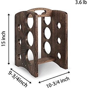 CONSDAN Wine Rack, Wine Racks Countertop, USA Grown Oak Wine Bottle Holder, Freestanding Countertop Wine Holder Stand, Portable 6 Bottles Wine Display Rack (Chocolate Color)