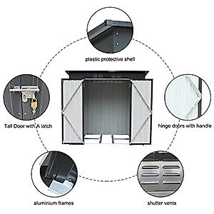6' x 4' Outdoor Storage Shed, Metal Garden Shed, Backyard Storage Shed with Double Lockable Doors,can be Used as Bike shed, Trash can shed, Tool shed,pet shed,Black