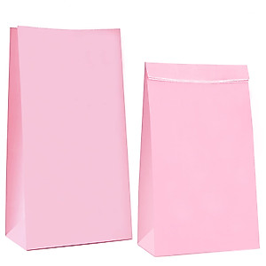 Oletx 30-Pack Pink Party Favor Paper Bags, 9'' Wrapped Treat Bags, Goodie Bags, Candy Bags, Paper Lunch Bags for Birthday Party, Babyshower, School Activitities