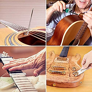 28PCS Guitar Tool Kit,Guitar Repair Tools Kit,Professional Guitar Repairing Maintenance Tool Kit with Wire Plier String Organizer Fingerboard Protector Hex Wrenches Files String Action Ruler Spanner
