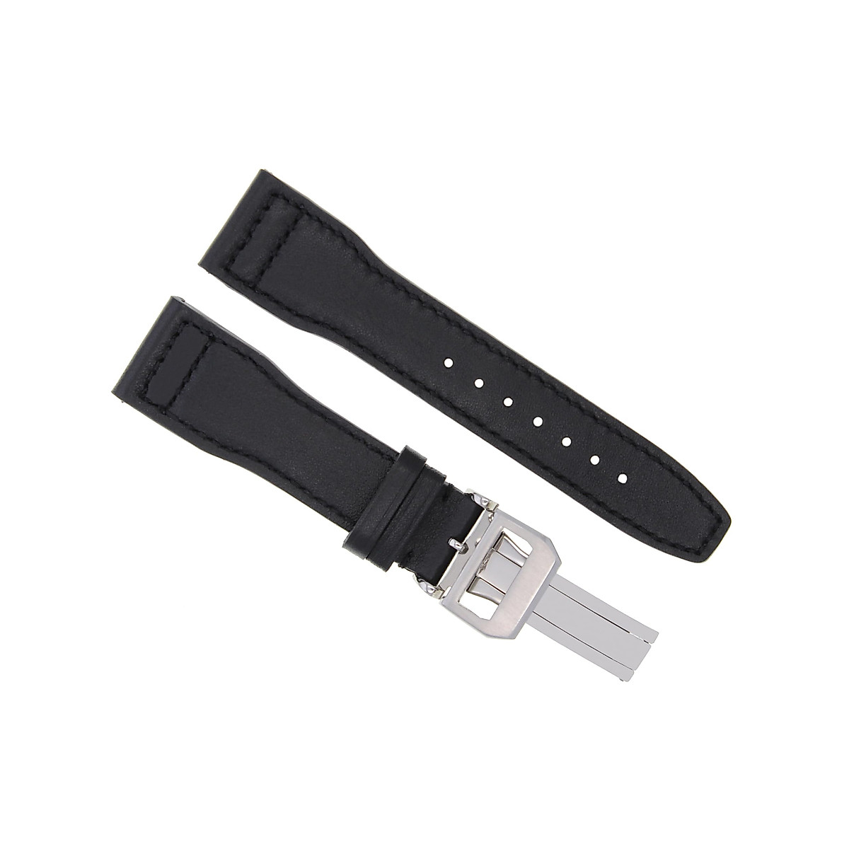 Ewatchparts 23MM LEATHER WATCH STRAP BAND DEPLOYMENT CLASP COMPATIBLE WITH IWC PILOT TOP GUN BLACK SHINY