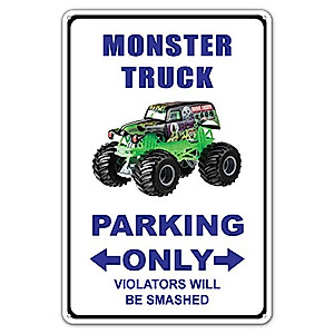 ZYPENG Metal Street Sign Monster Truck Parking Only Violators Will Be Smashed Decor Tin Signs 8 x 12 inches