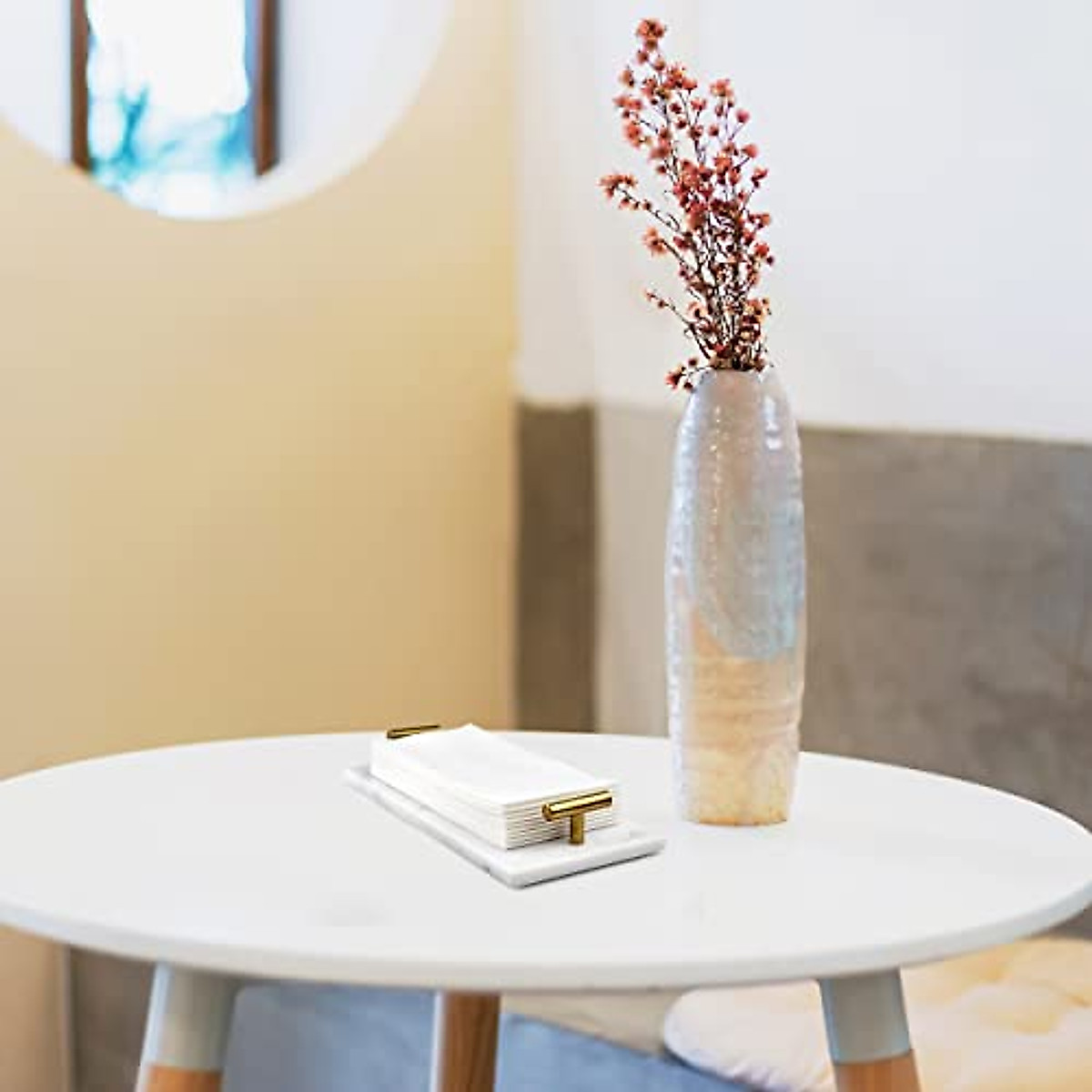 Guest Towel Holder Tray for Bathroom - Marble Tray - White - Bathroom Hand Towel Tray, Paper Guest Towel Holder, Vanity Tray for Bathroom (White)