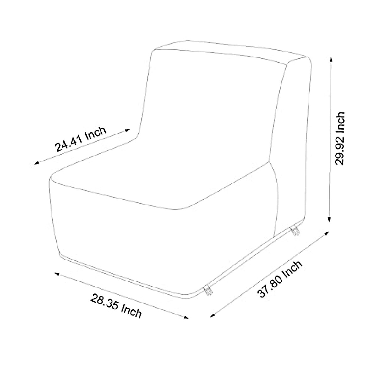 Inflatable Patio Outdoor Furniture Sectional Sofa All-Weather Washable Armless Patio Chair for Balcony, Backyard, Garden (Yellow)