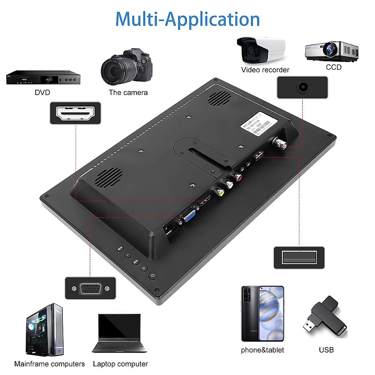 Prechen 11.6 Inch Small HDMI Monitor 1366x768 Small PC Monitor TFT LCD Monitor Built-in Speaker with HDMI VGA AV BNC USB Input Mini HD Color Screen Display